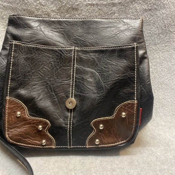 UNIONBAY | Bags | Unionbay Women Crossbody Purse Black Leather Brown ...